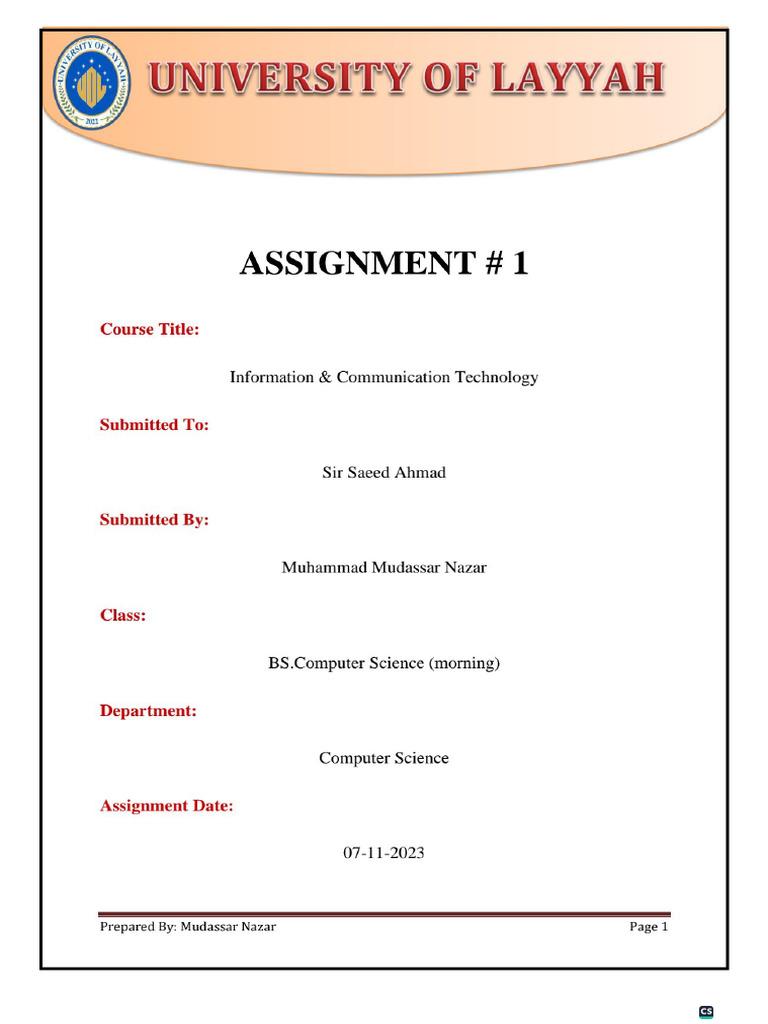 Assignment No 1 Ict Pdf 9856