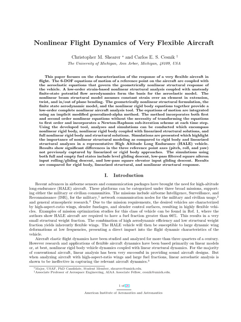 (Christopher M. Shearer and Carlos E. S. Cesnik) Nonlinear Flight Dynamics of Very Flexible ...