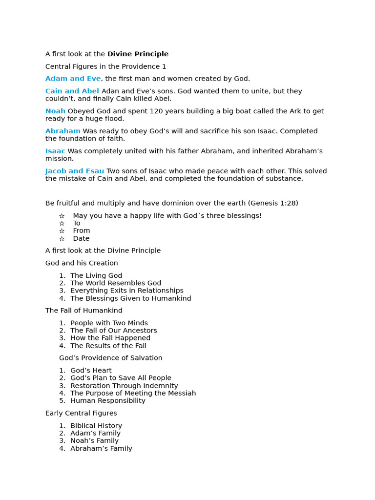 Copia de A First Look at The Divine Principle | PDF | Religious Belief ...