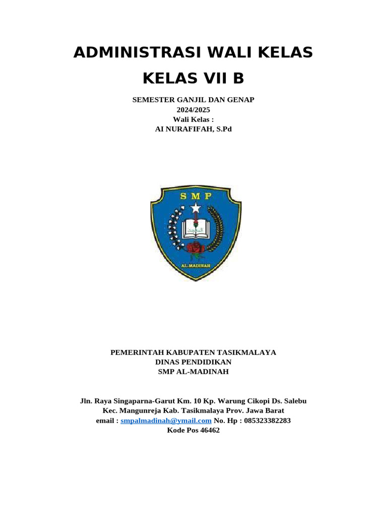 Administrasi Wali Kelas 7B | PDF