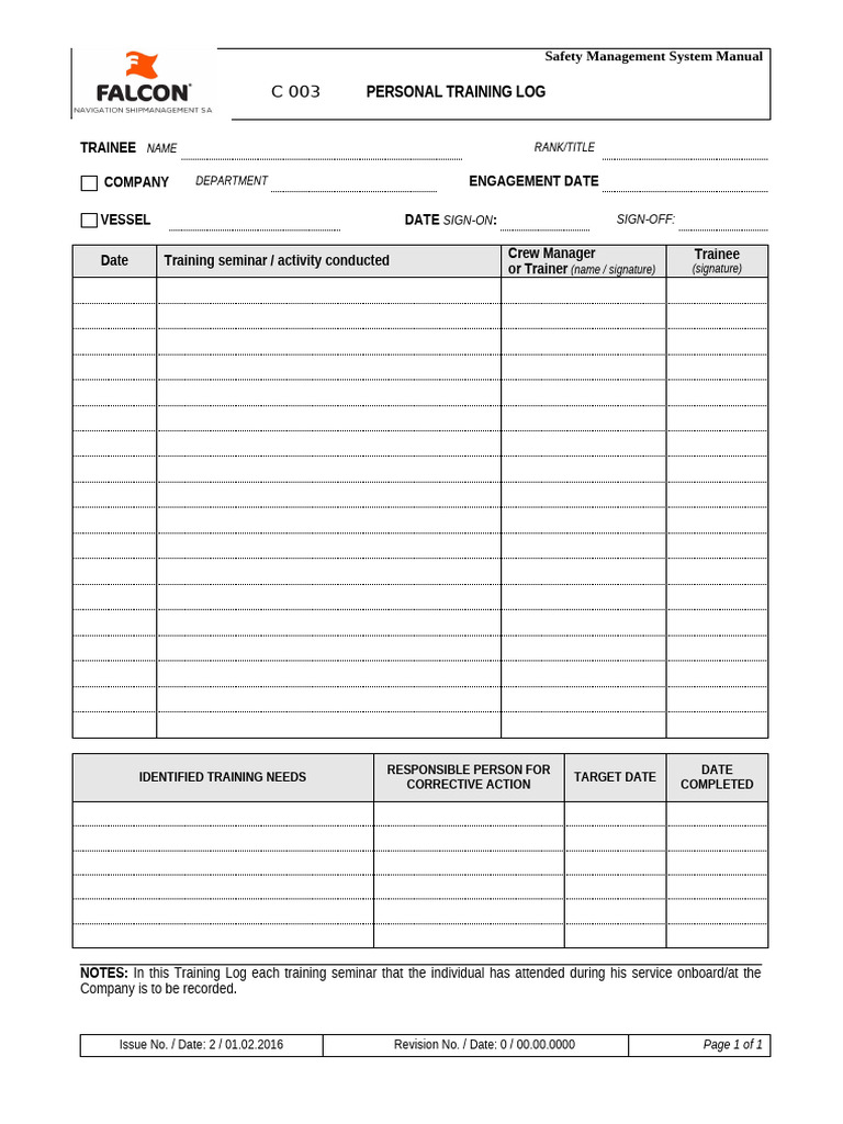 Maritime Training Log Guide | PDF