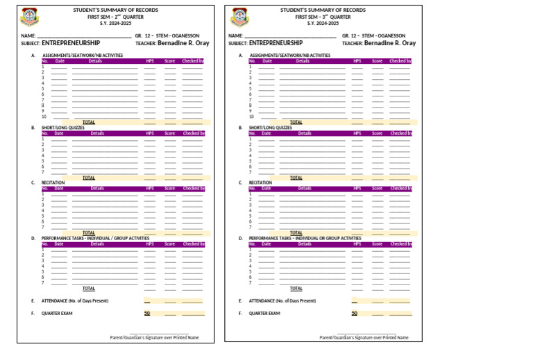 ENTREP SHS - Students Record | PDF | Technology & Engineering
