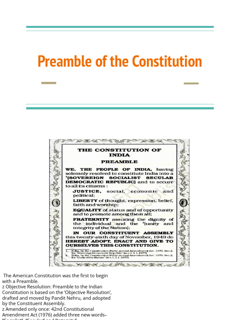 Preamble of The Constitution | PDF | Government | Justice