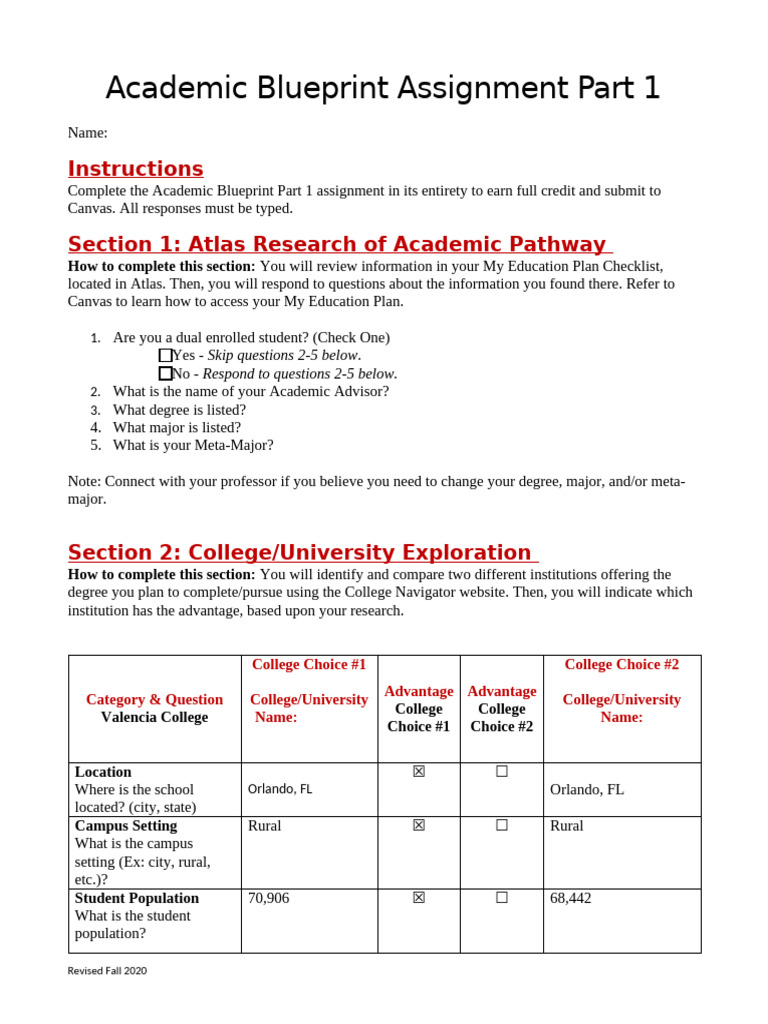Academic Blueprint Part 1 RevFA20 | PDF | Career & Growth | Social Science