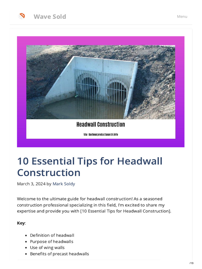 Essential Tips for Headwall Construction | PDF | Concrete | Erosion