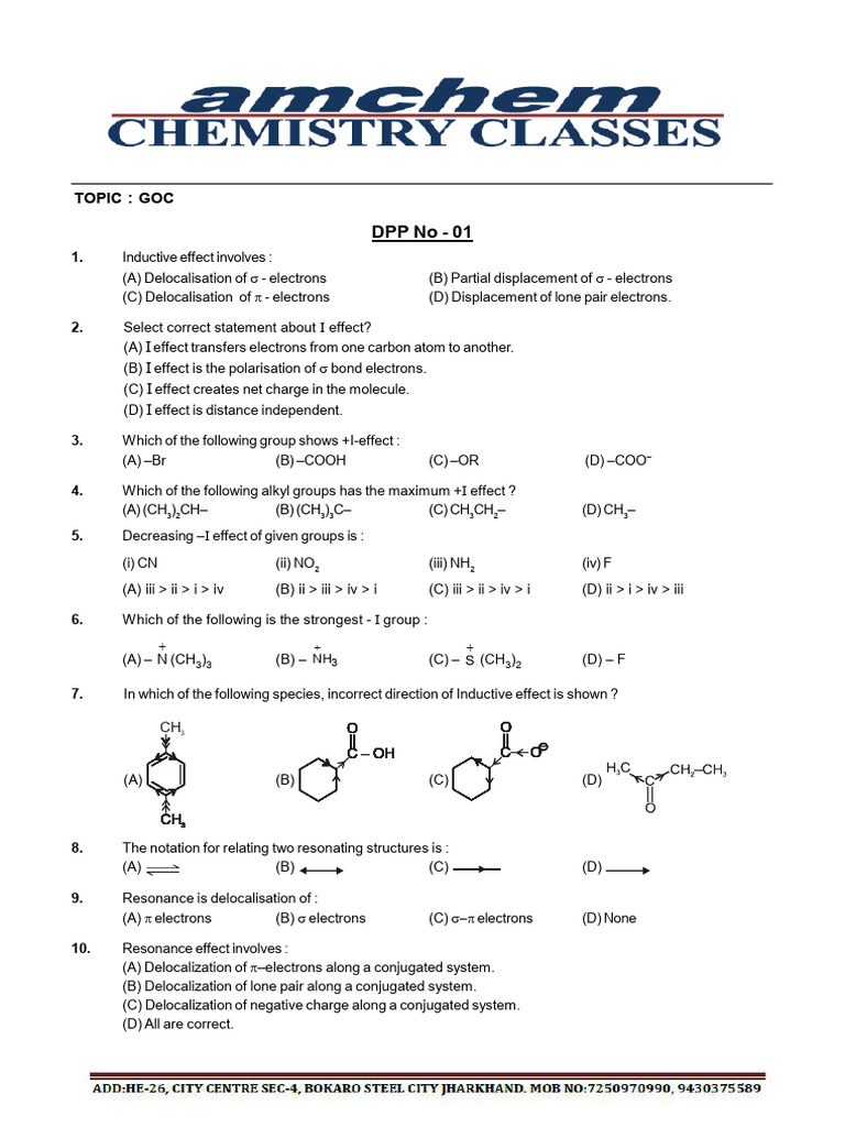 GOC CHEMISTRY | PDF | Aromaticity | Atomic