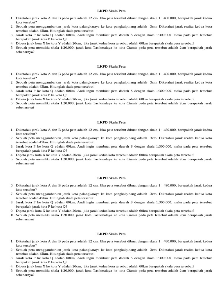 LKPD Skala Peta | PDF | Griya & Taman