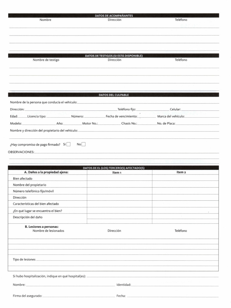 Formulario Ficohsa Trasero | PDF