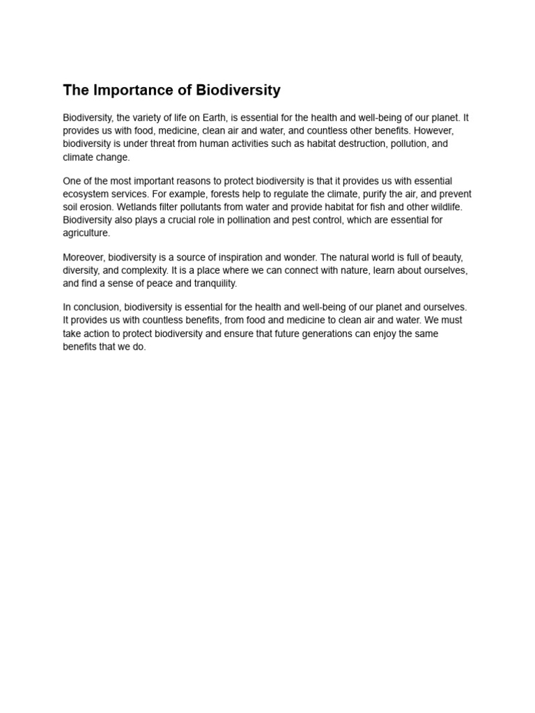 The Importance of Biodiversity | PDF