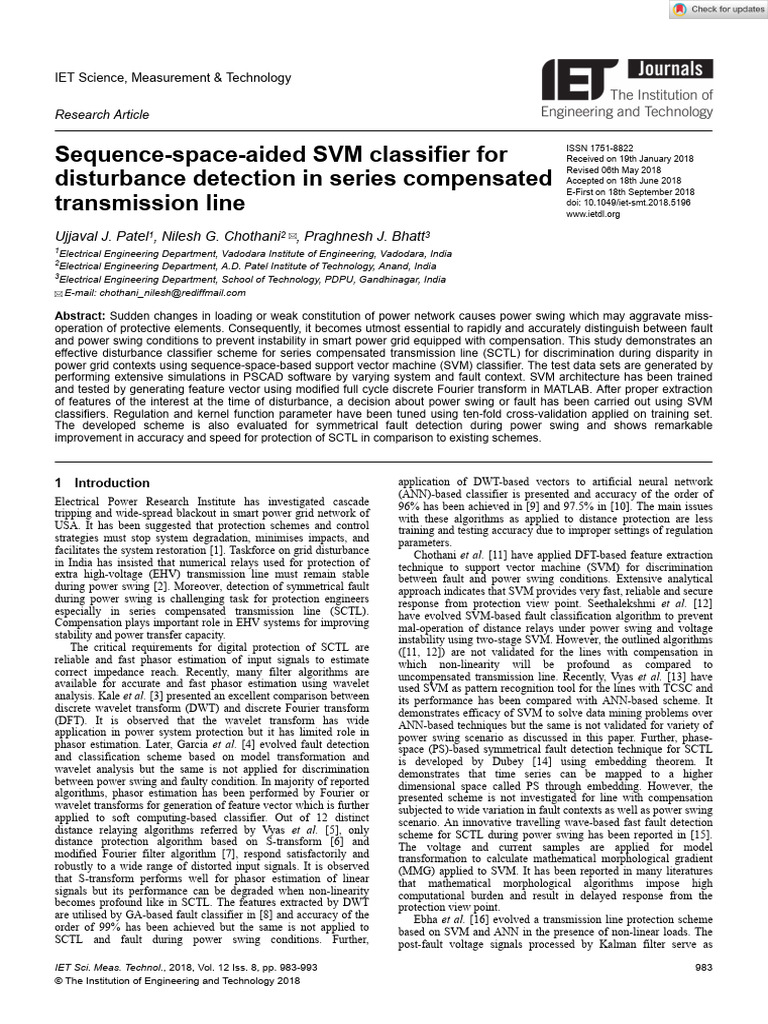 IET Science Measure Tech - 2018 - Patel - Sequence Space Aided SVM Classifier For Disturbance ...