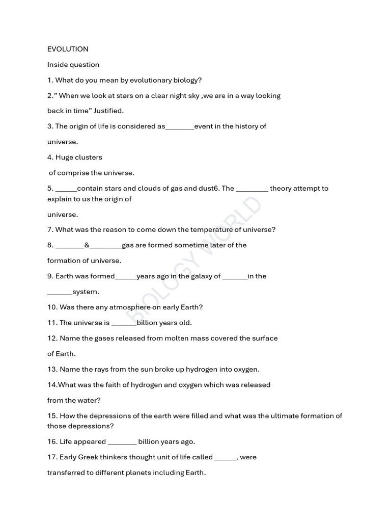 Grade 12 Evolution Q&A Guide | PDF | Abiogenesis | Evolution