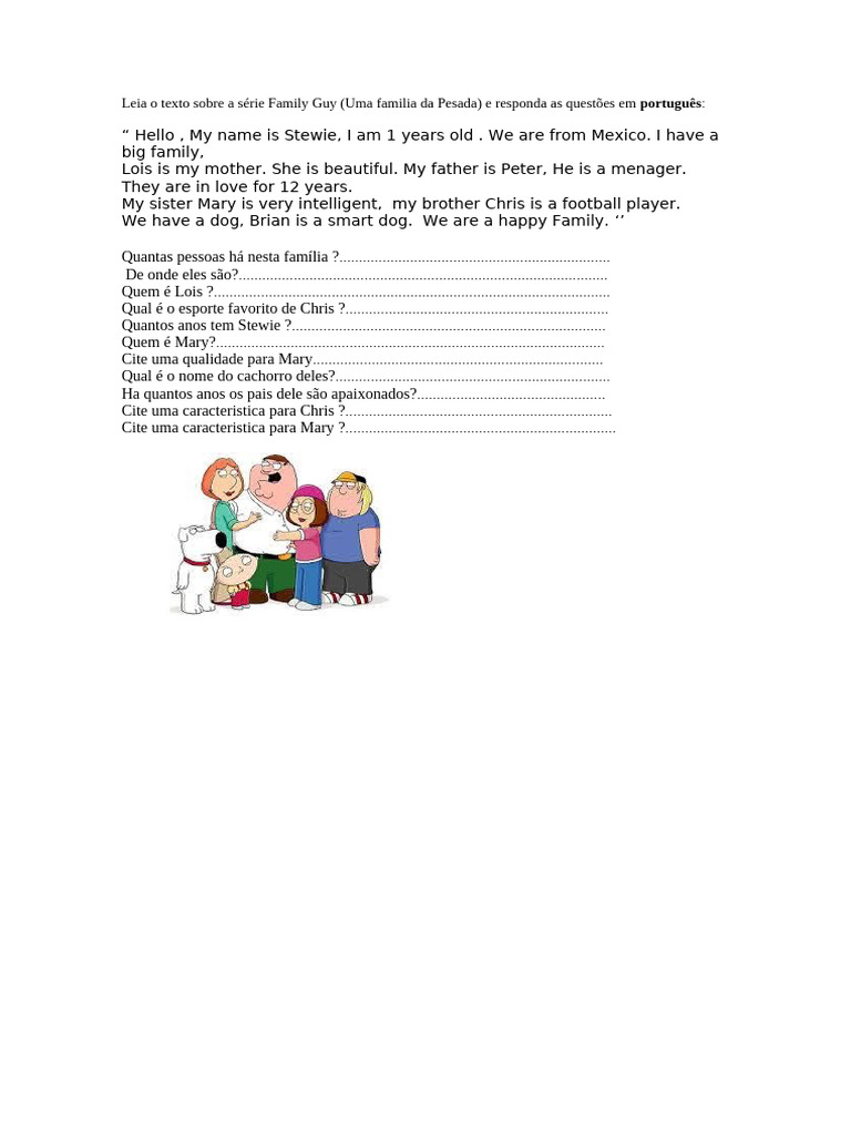 Questões sobre a família de Stewie em Family Guy | PDF | Bem-estar