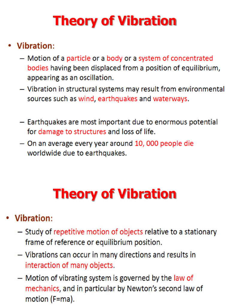 Lecture 1 Theory of Vibration Introduction | PDF | Oscillation | Damping