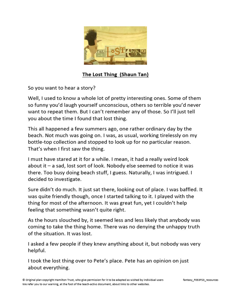 The-Lost-Thing-text | PDF