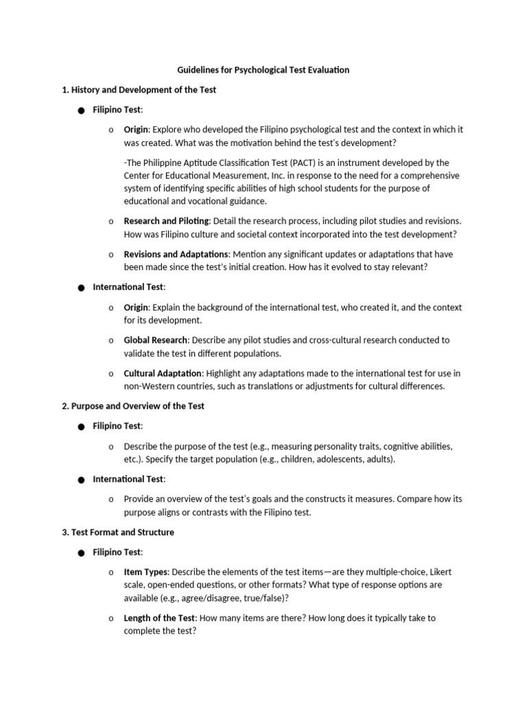 Guidelines For Psychological Test Evaluation | PDF | Validity ...