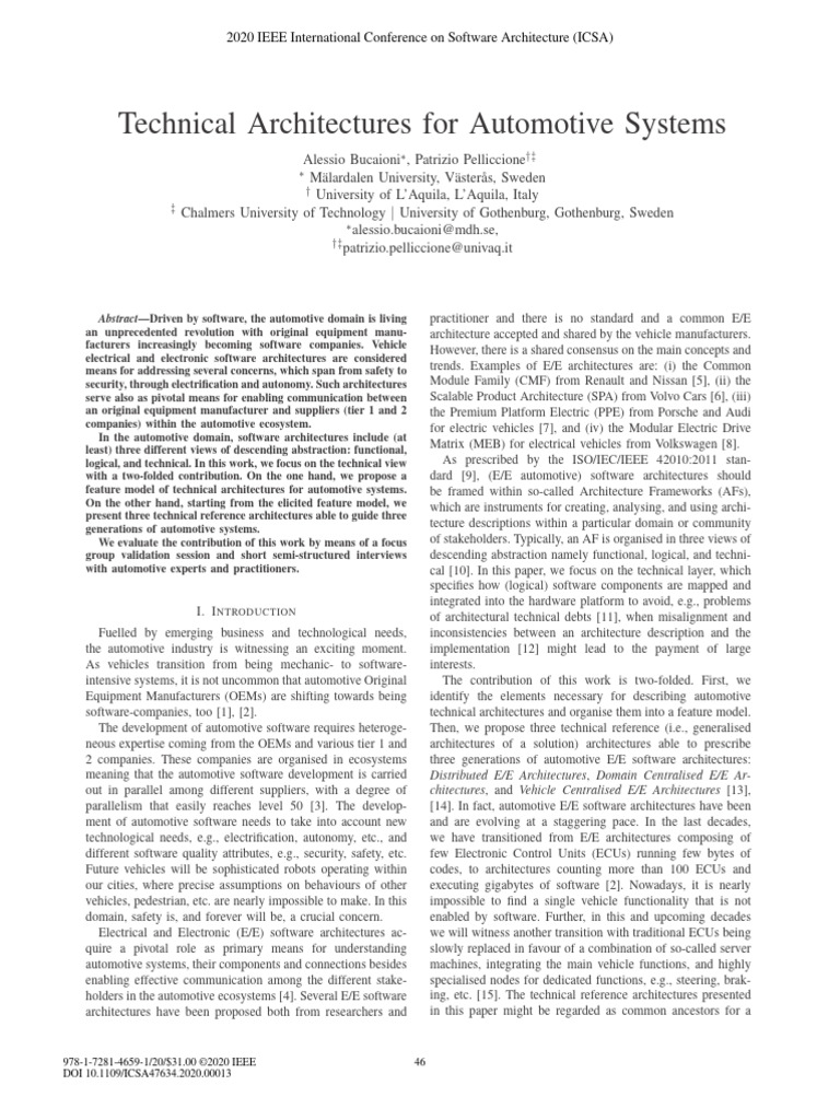 Technical Architectures for Automotive Systems | PDF | Computer Network ...