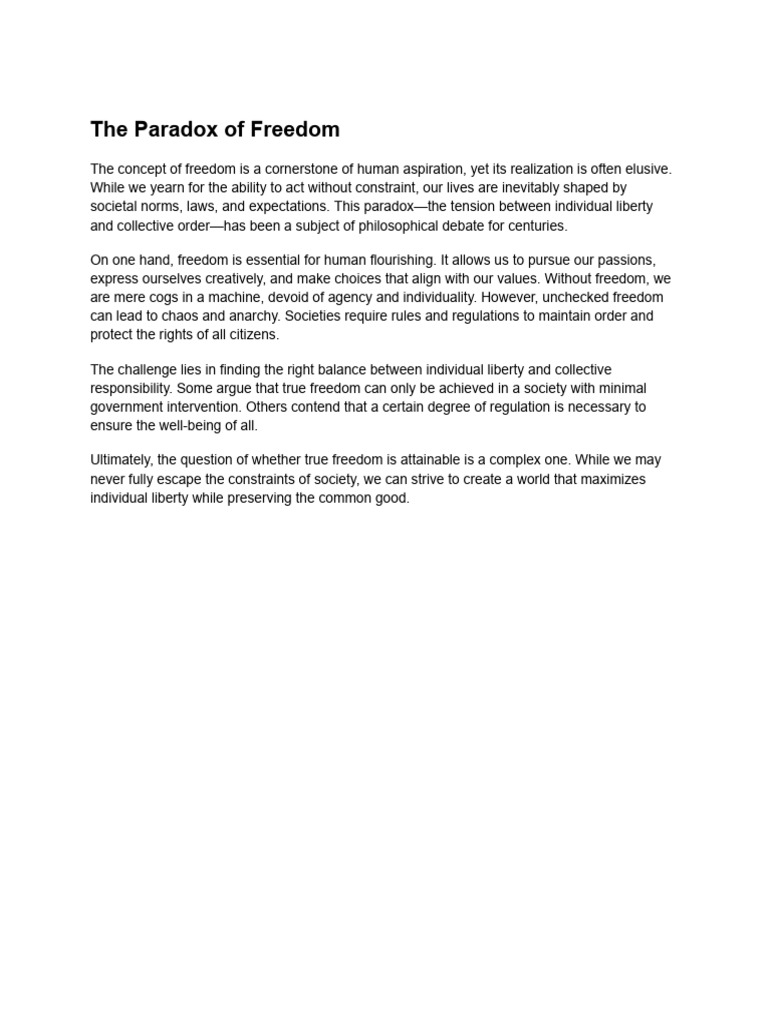 The Paradox of Freedom | PDF | Politics
