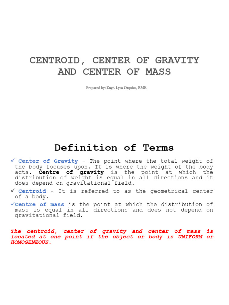 BES-058_CENTROID-CENTER-OF-GRAVITY-AND-CENTER-OF-MASS | PDF | Center Of Mass | Physics