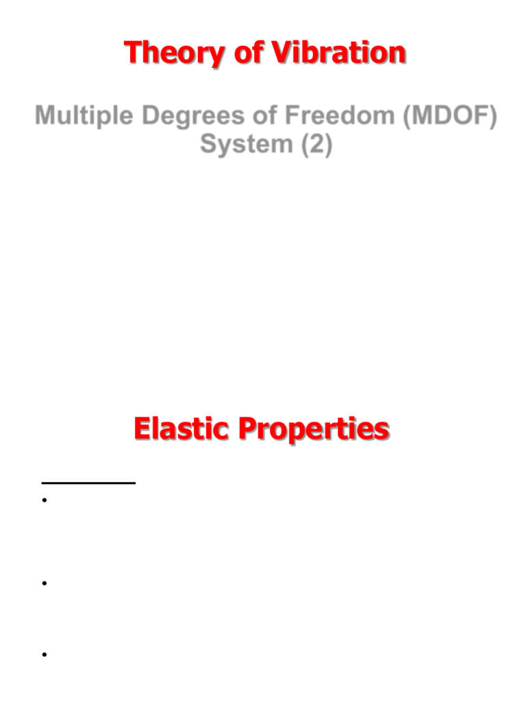 Lecture 13 SD Multi Degrees of Freedom System Structural Matrices (2 ...