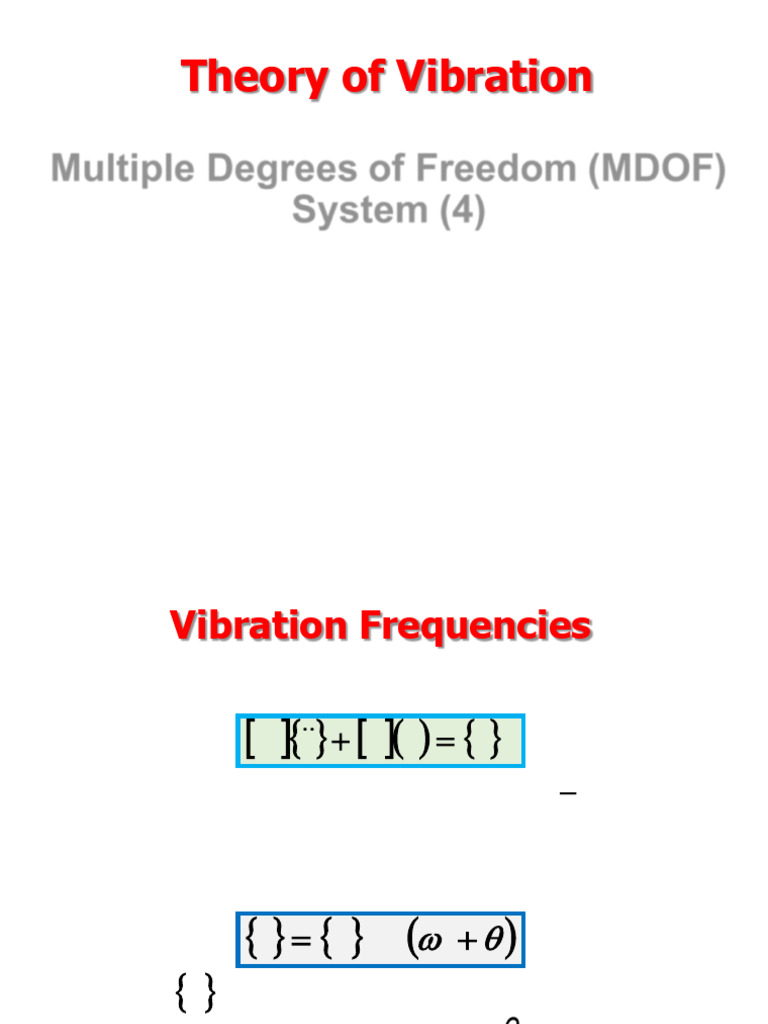 Lecture 15 SD Multi Degrees of Freedom System Undamped Free Vibration ... Lecture 15 SD Multi Degrees of Freedom System Undamped Free Vibration ...