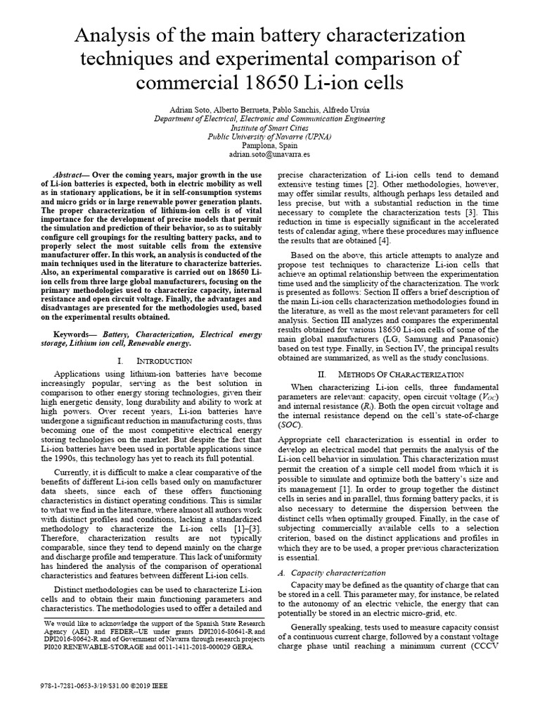 Analysis of The Main Battery Characterization Techniques and ...