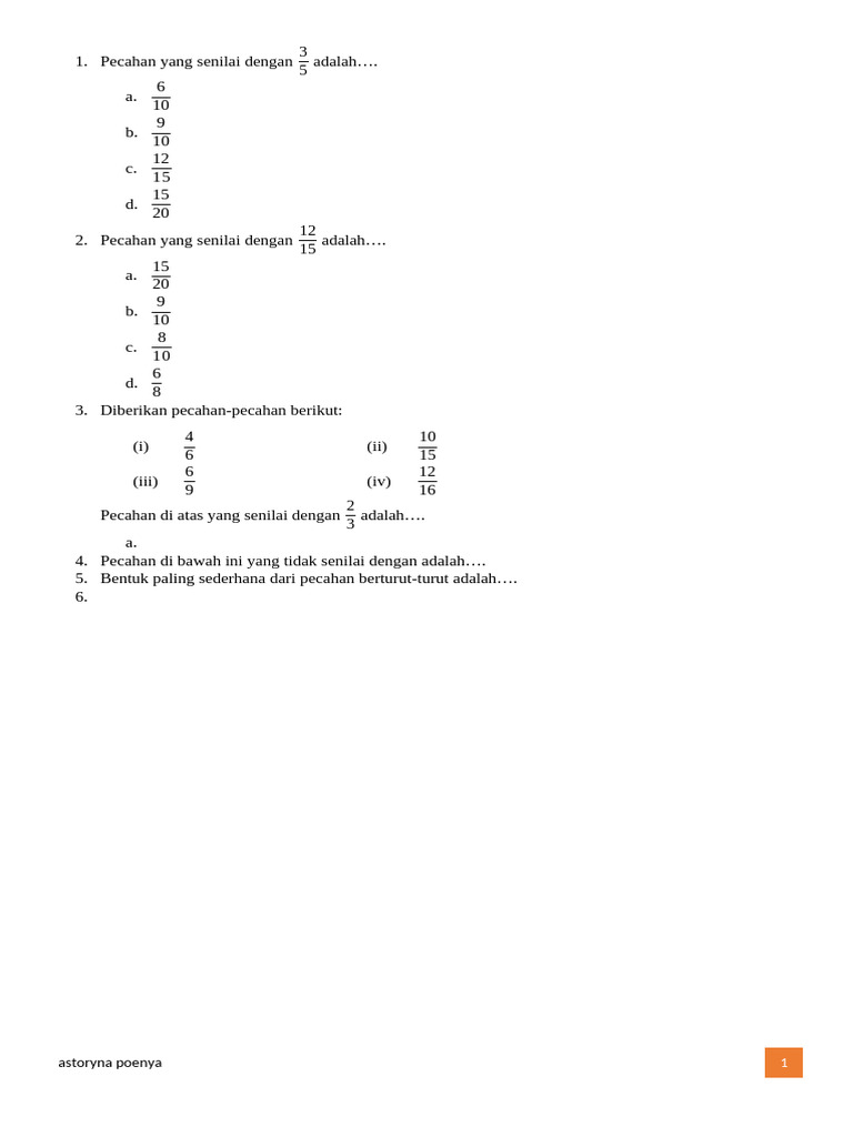 Soal Bilangan Rasional | PDF
