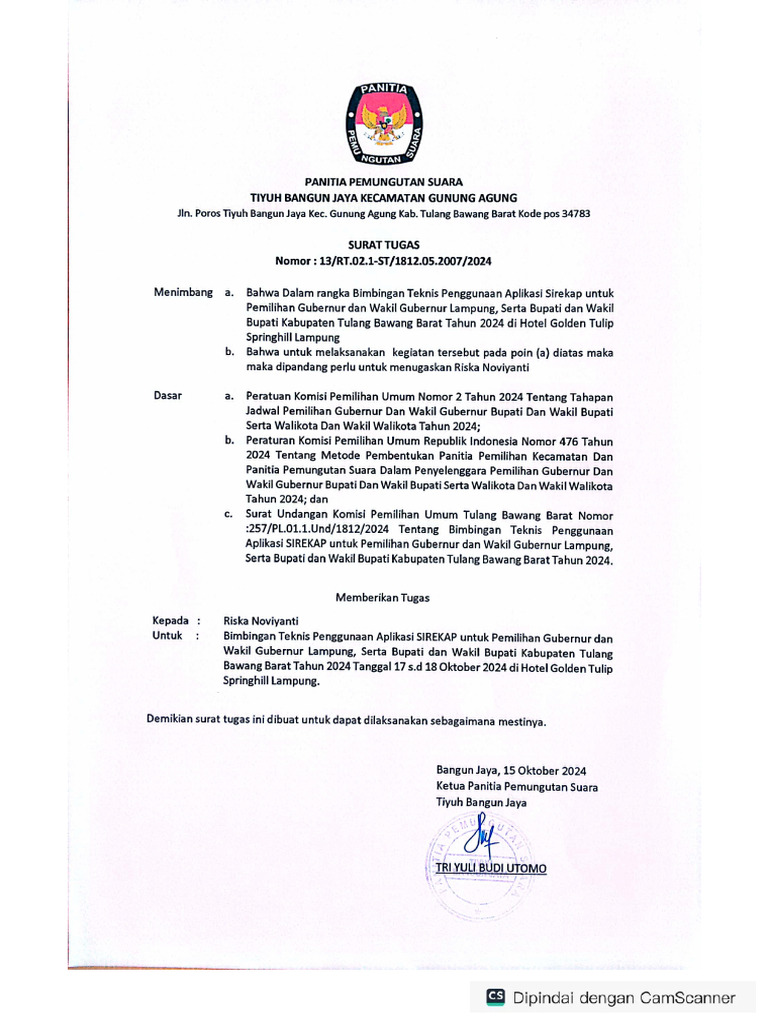 Surat Tugas Riska Noviyanti | PDF