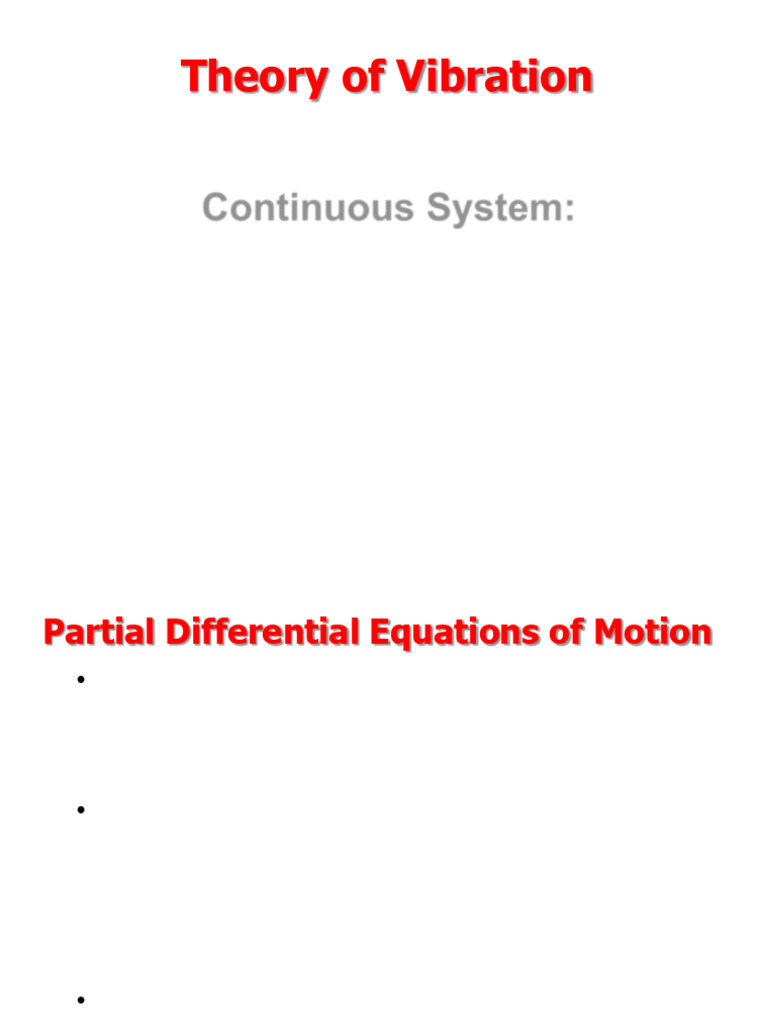 Lecture 22 Sd Continuous System Distributed Parameter System Pdf Partial Differential