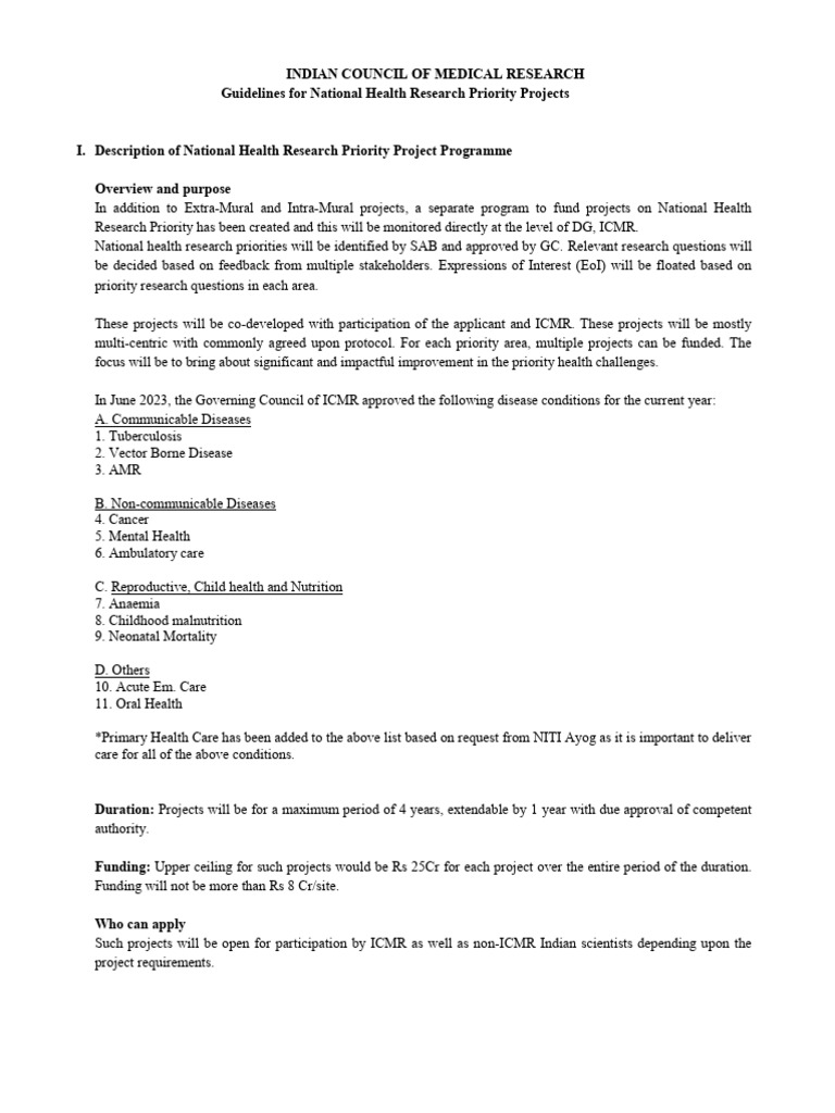 ICMR Guidelines for Health Research Projects | PDF | Audit | Expense