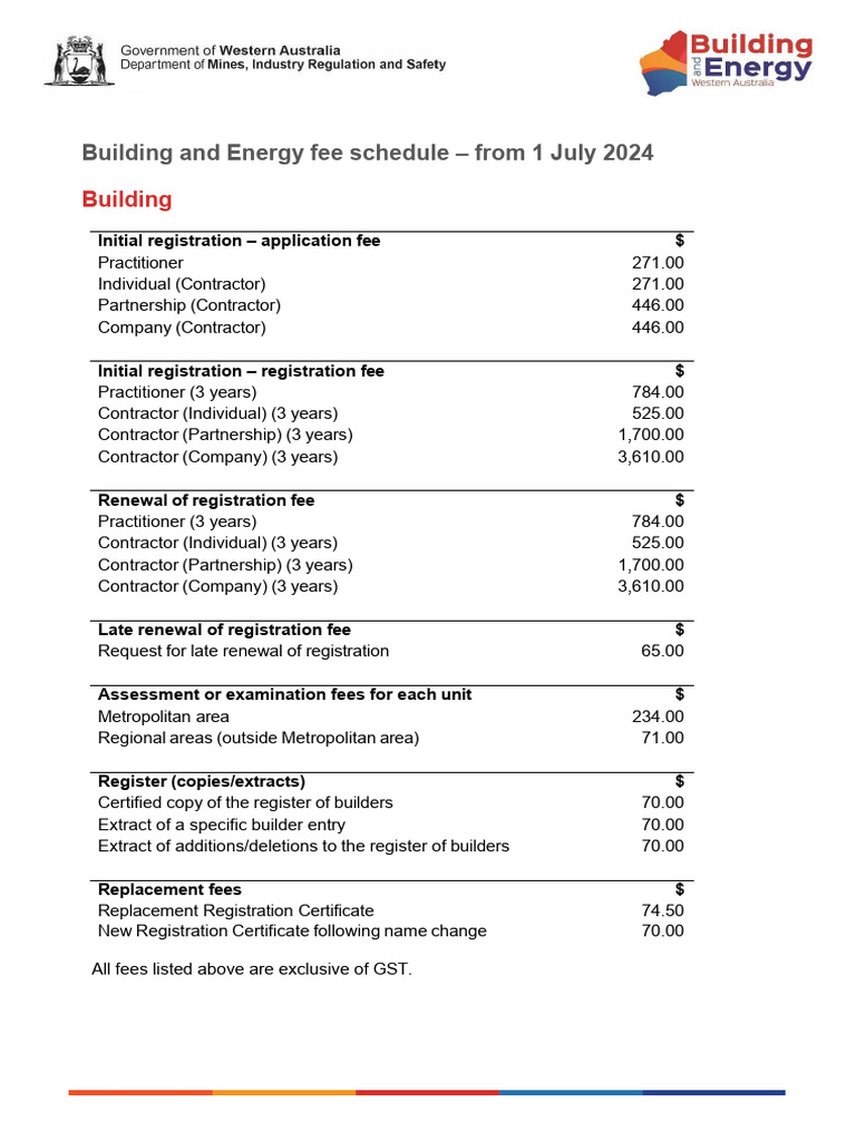 Building and Energy Fee Schedule 2024 | PDF | Technology & Engineering