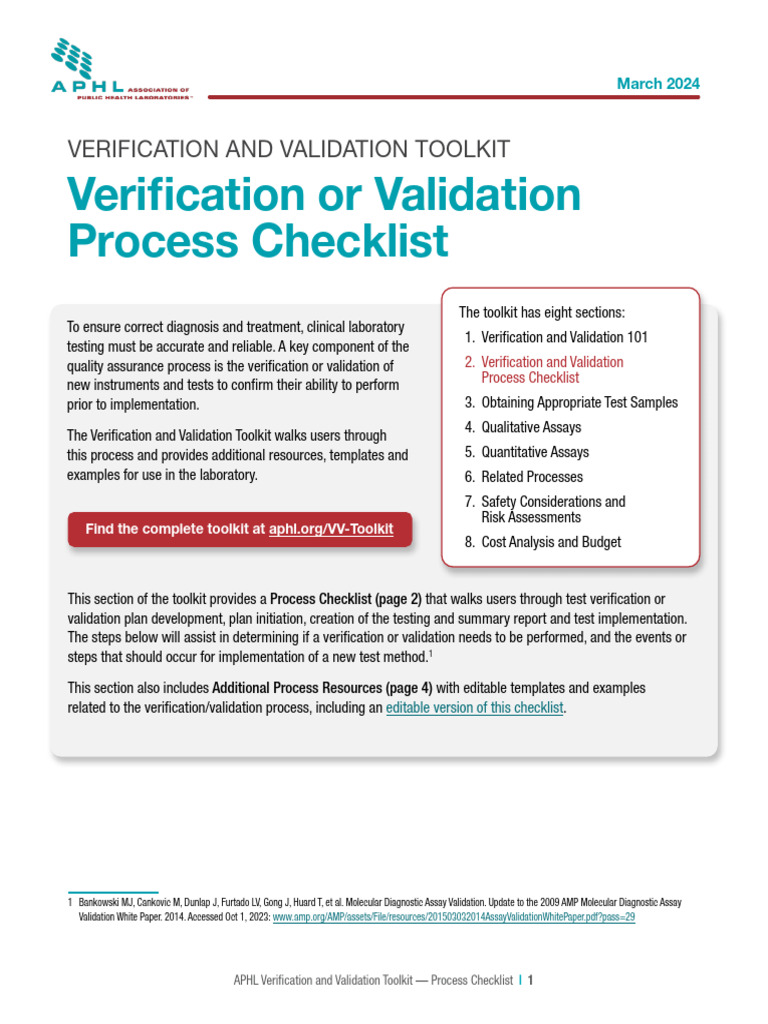 QSA VV Toolkit Checklist | PDF | Verification And Validation | Assay