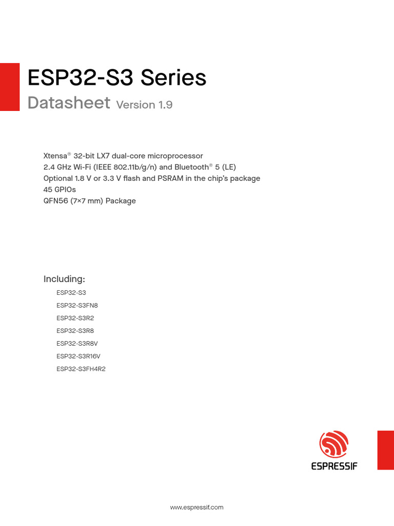 Esp32-s3 Datasheet En | PDF | Microcontroller | Bluetooth