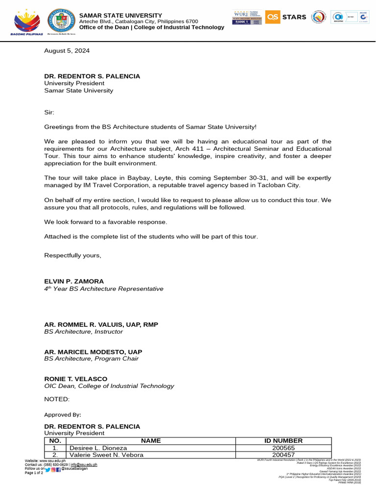 Request Letter Tour | PDF | Engineering