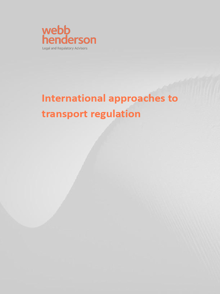 Regulation 2025 International Approaches To Transport Regulation | PDF ...