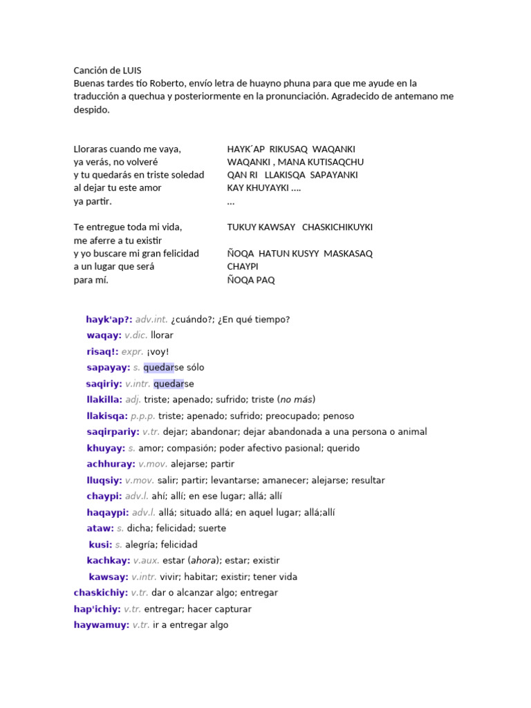 Canción de LUIS | PDF