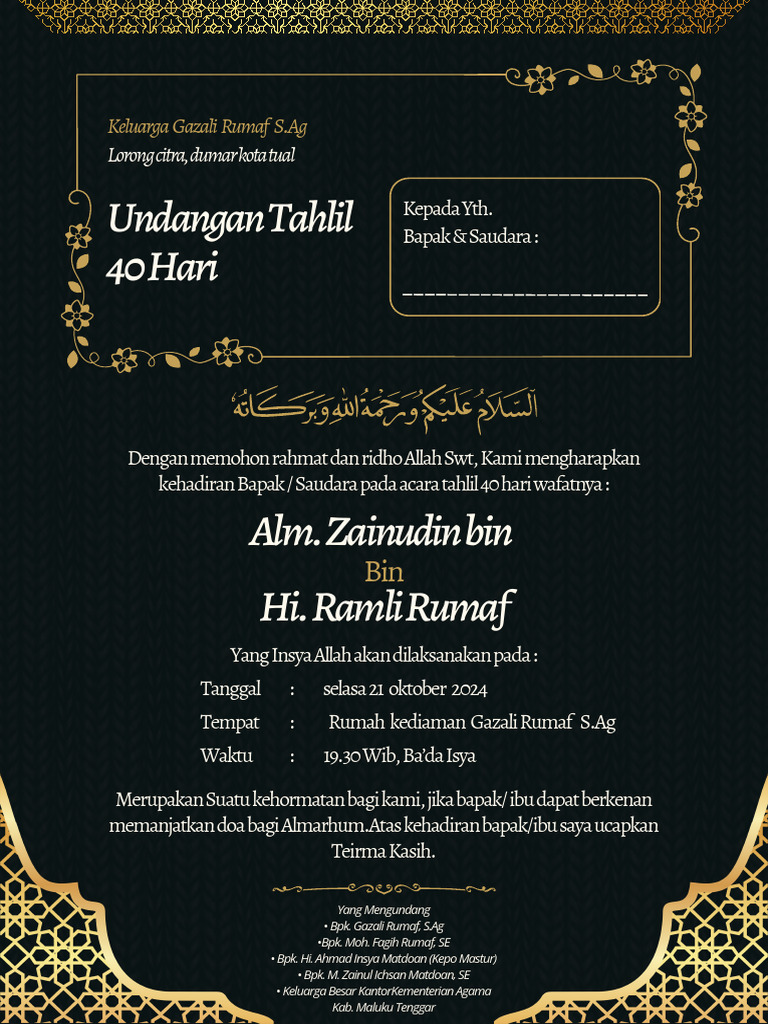 Undangan Tahlilan Hari 40 PDF | PDF