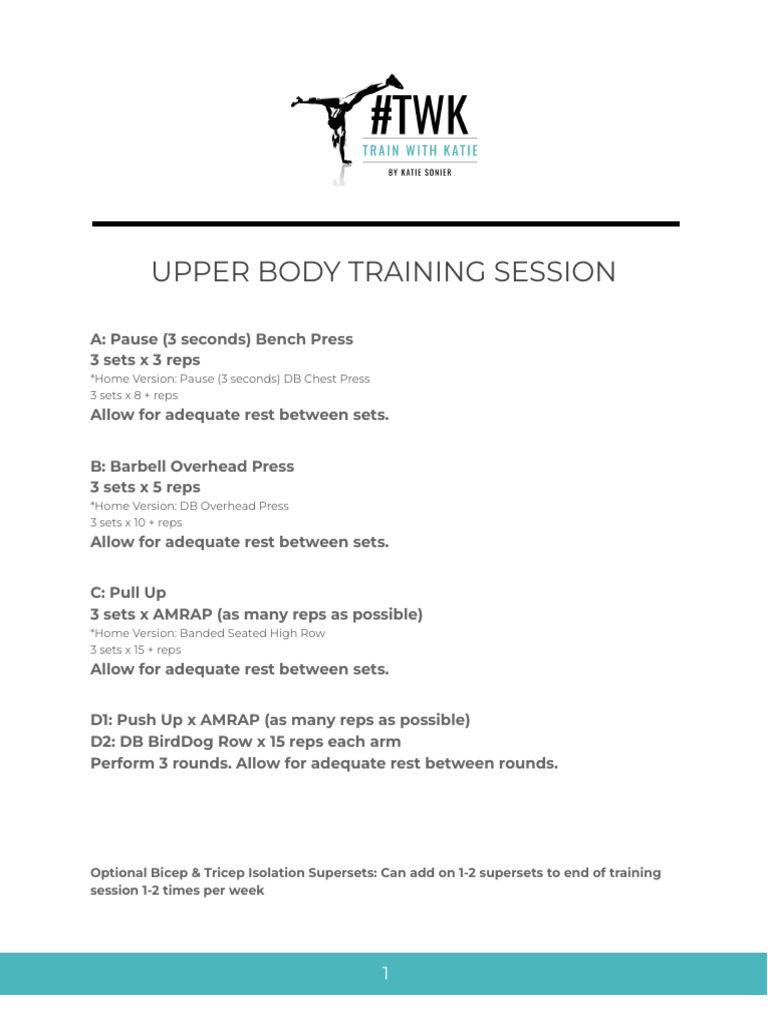 Upper Body Workout Plan Guide | PDF