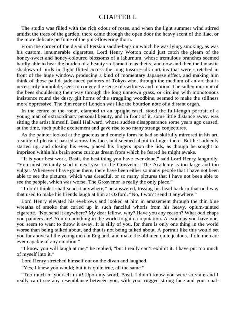 The Portrait of Dorian Gray: Chapter 1 | PDF | The Picture Of Dorian Gray