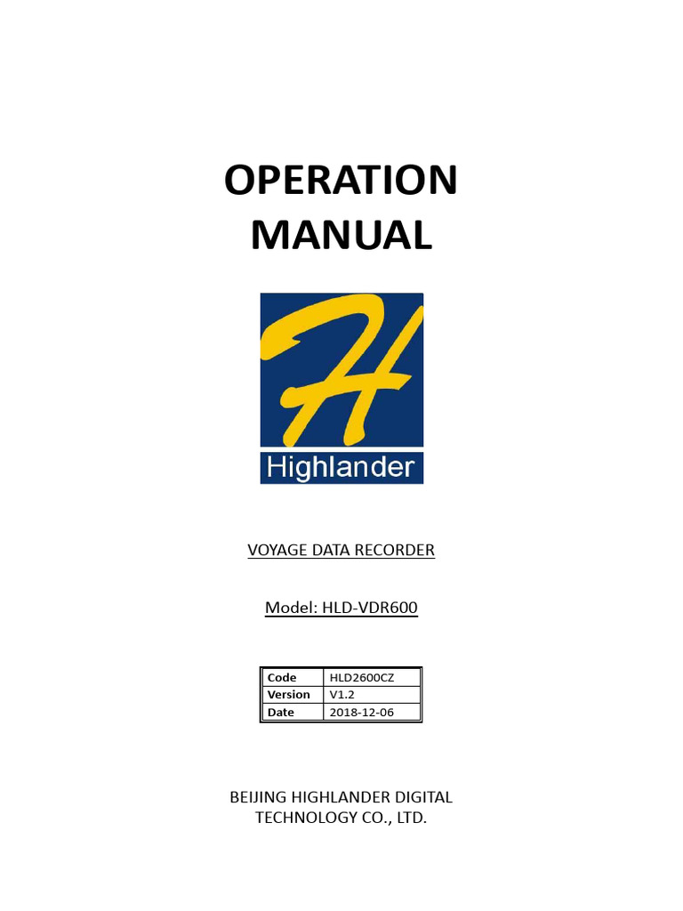 HLD-VDR 600 Operation Manual V1.2 | PDF | Installation (Computer ...