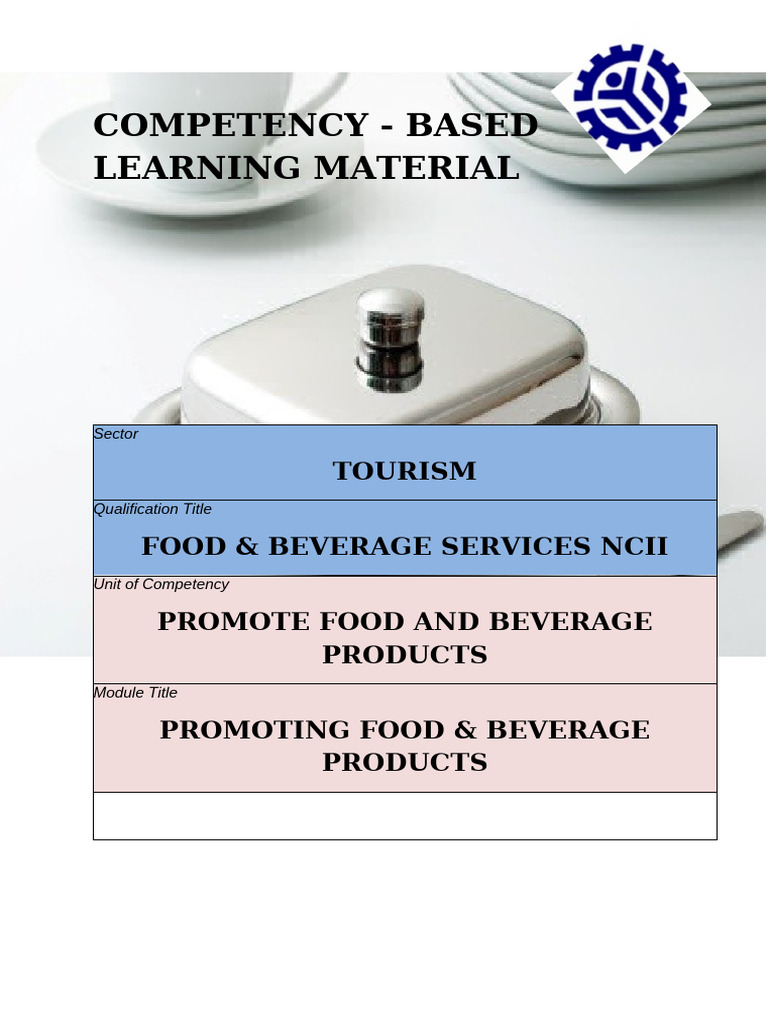 CBLM-FBS (Promote Food and Beverage Products) | PDF | Wine | Pasta