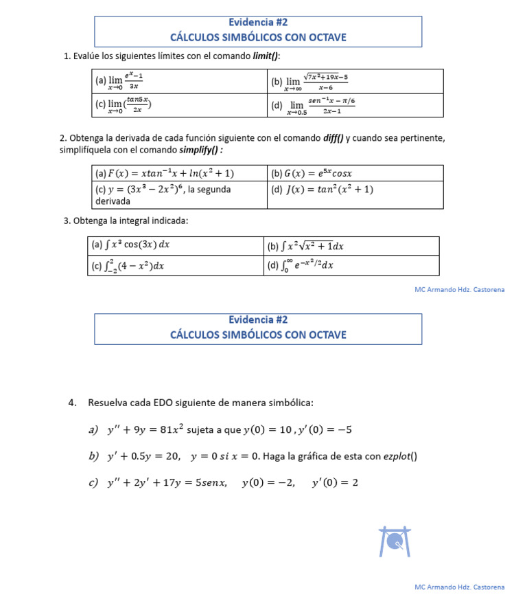Cálculos Simbólicos en Octave | PDF