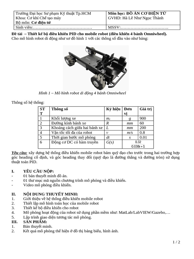 Omiwheels Mobile Robot - Le Van Nam - CLC | PDF