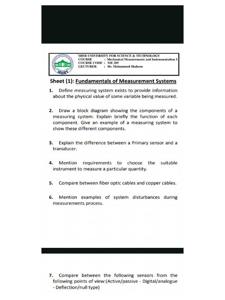 Measurment sheet 1,2,3 | PDF