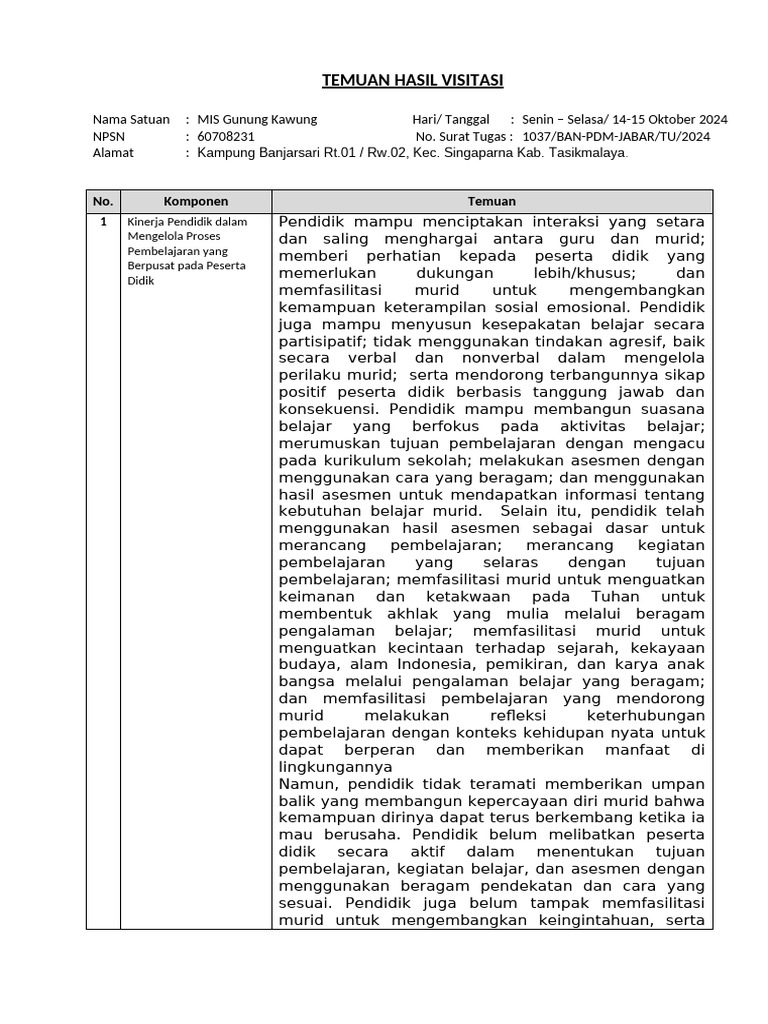 Catatan Hasil Visitasi | PDF | Kesehatan Holistik