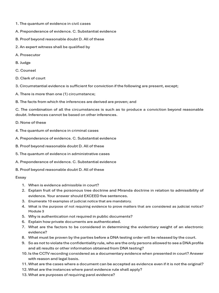 TAKE-HOME-QUIZ | PDF | Evidence (Law) | Burden Of Proof (Law)