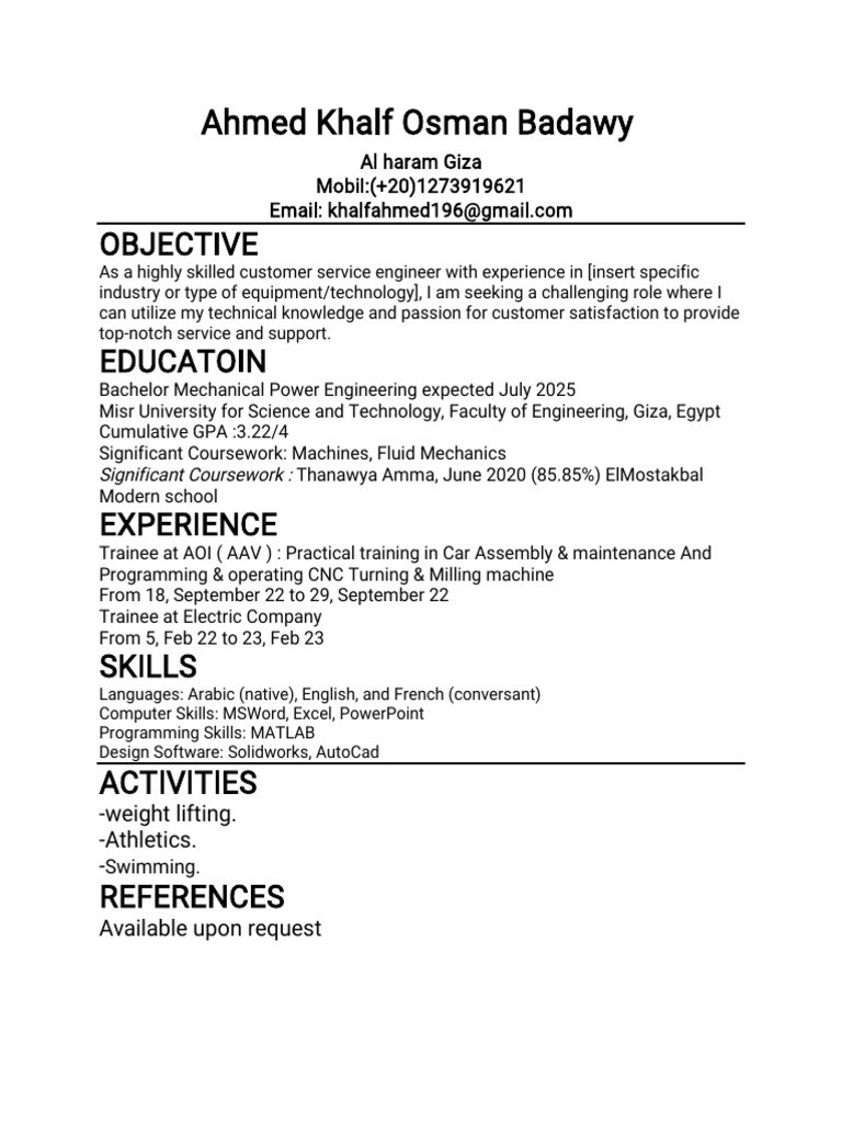 Ahmed Khalf Osman (CV) | PDF