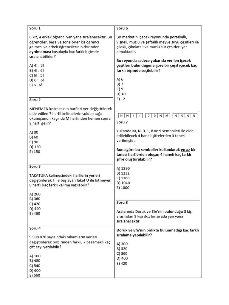 Soru 1 Soru 6 | PDF