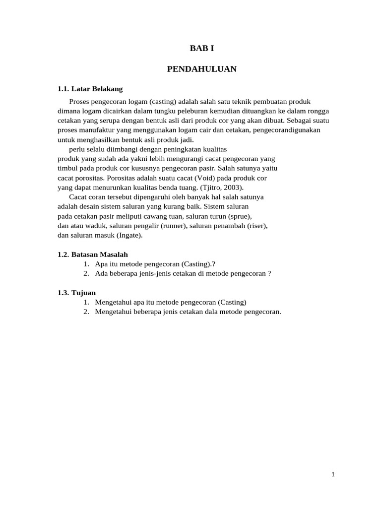TMB Proses Pengecoran Casting Proses Produksi | PDF