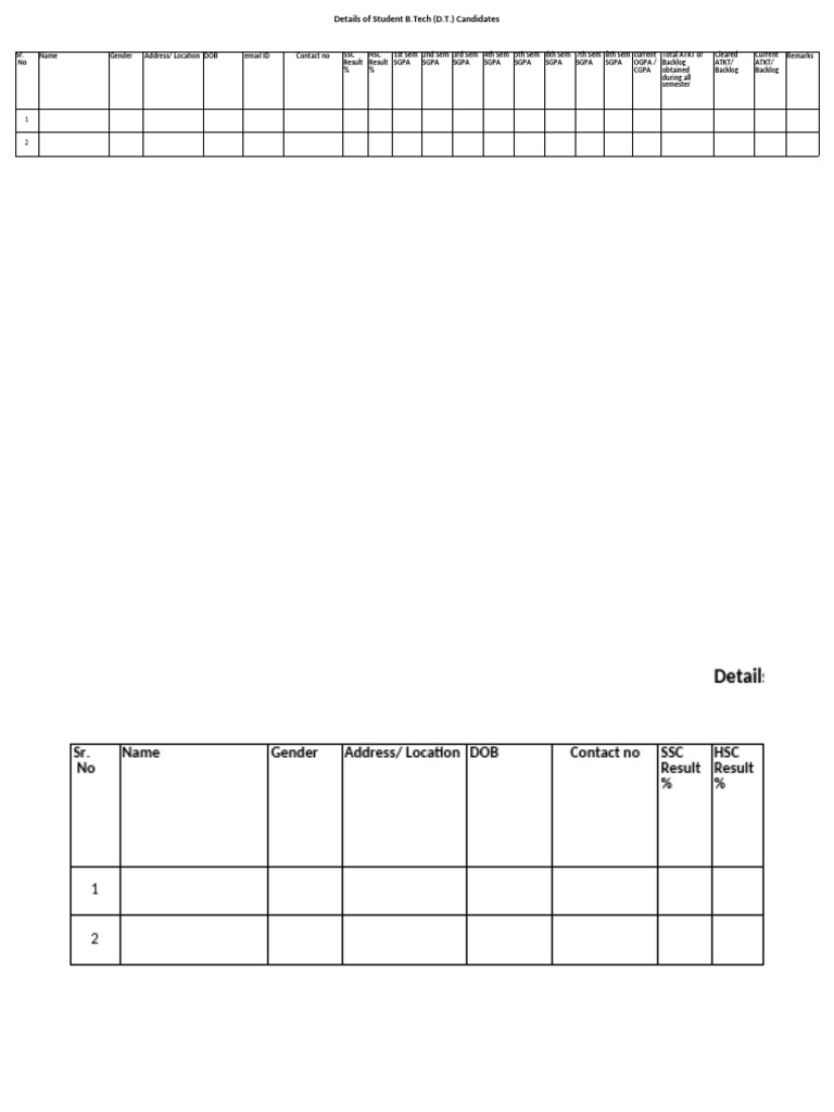 01 Student - Details - DT Form | PDF