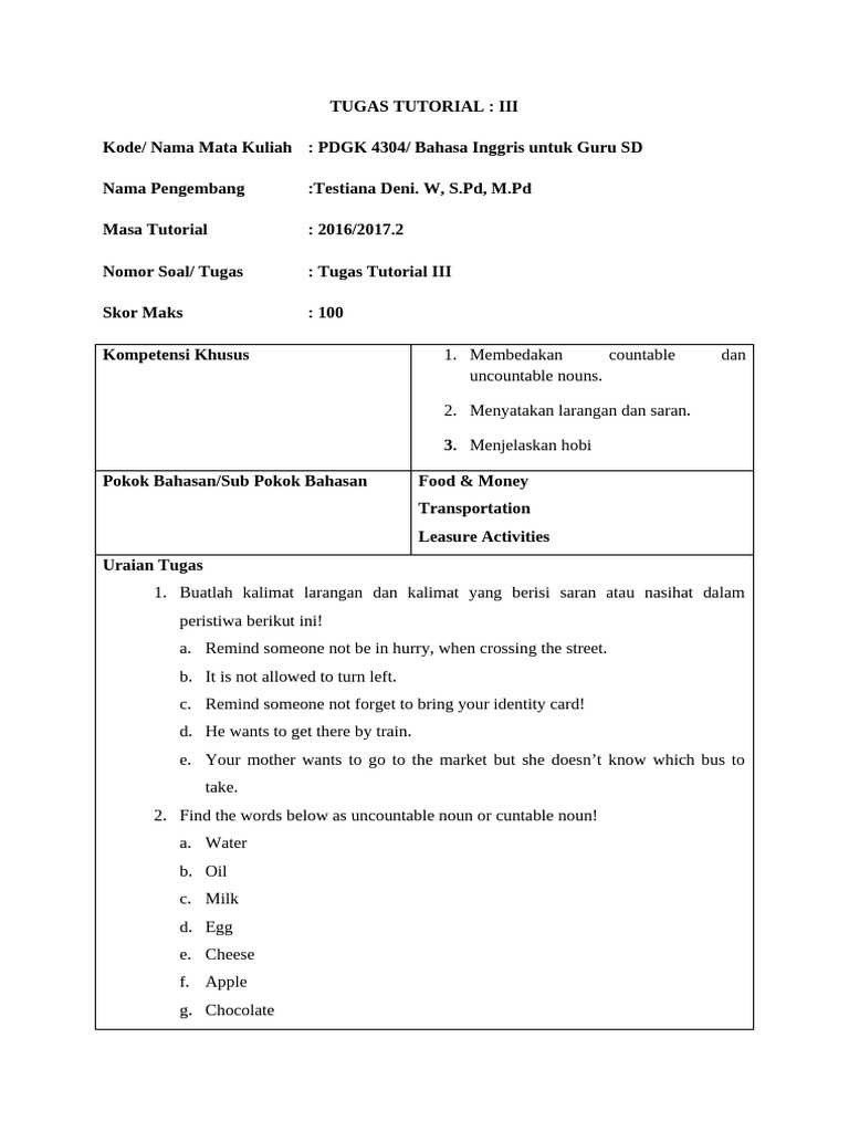 Tugas Tutorial 3 PDGK4304 | PDF | Linguistic Morphology | Language Mechanics